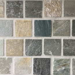 Gold Quartz Offset Cobbles Sheeted - MD Brick - Brick Suppliers